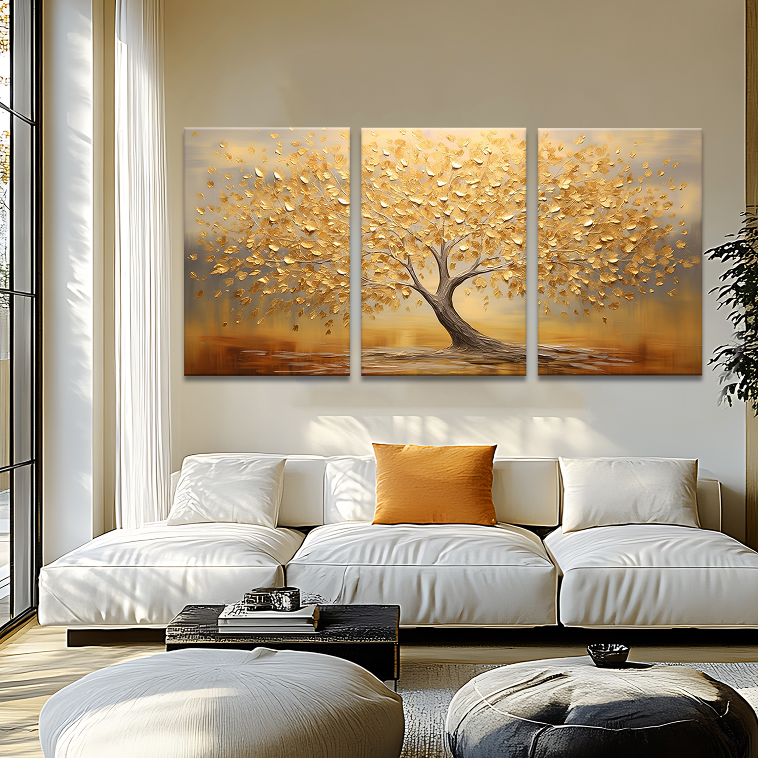 Τρίπτυχο Gold Tree 2 | Πίνακες Ζωγραφικής | Κορνίζες | LAIFOS